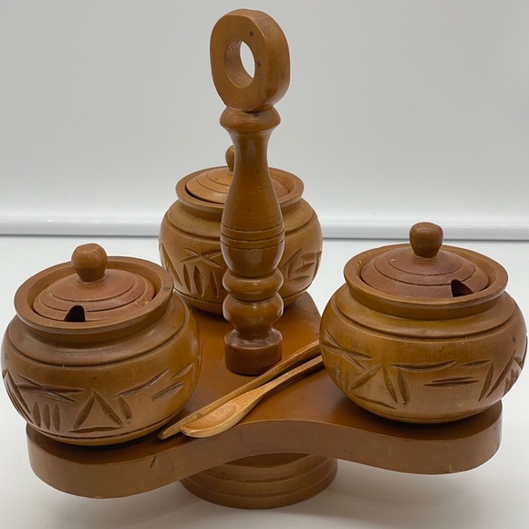 Kitchen | Vintage Nine Piece Handcrafted Three Sided Teak Wood Lazy ...